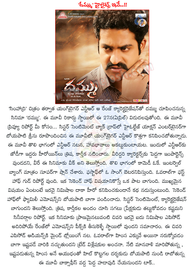 dammu,dammu movie preview report,dammu review,jr ntr dammu,boyapati ...