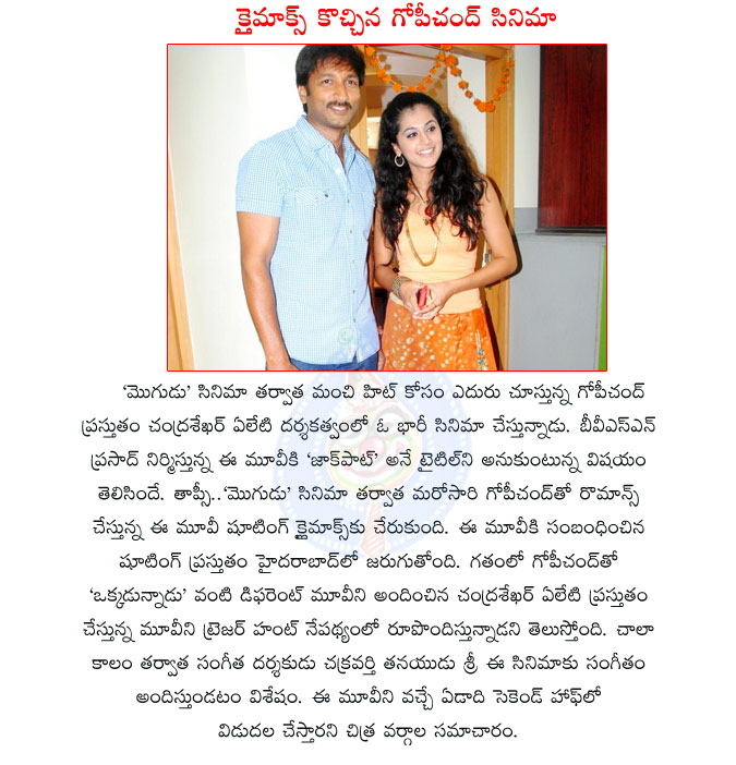 jockpot movie,gopichand,tapsi,gopichand with tapsi,bvsn prasad producer ...