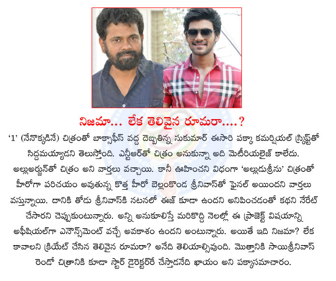 sukumar director,1 nenokkadine,sukumar next movie with sai srinivas ...